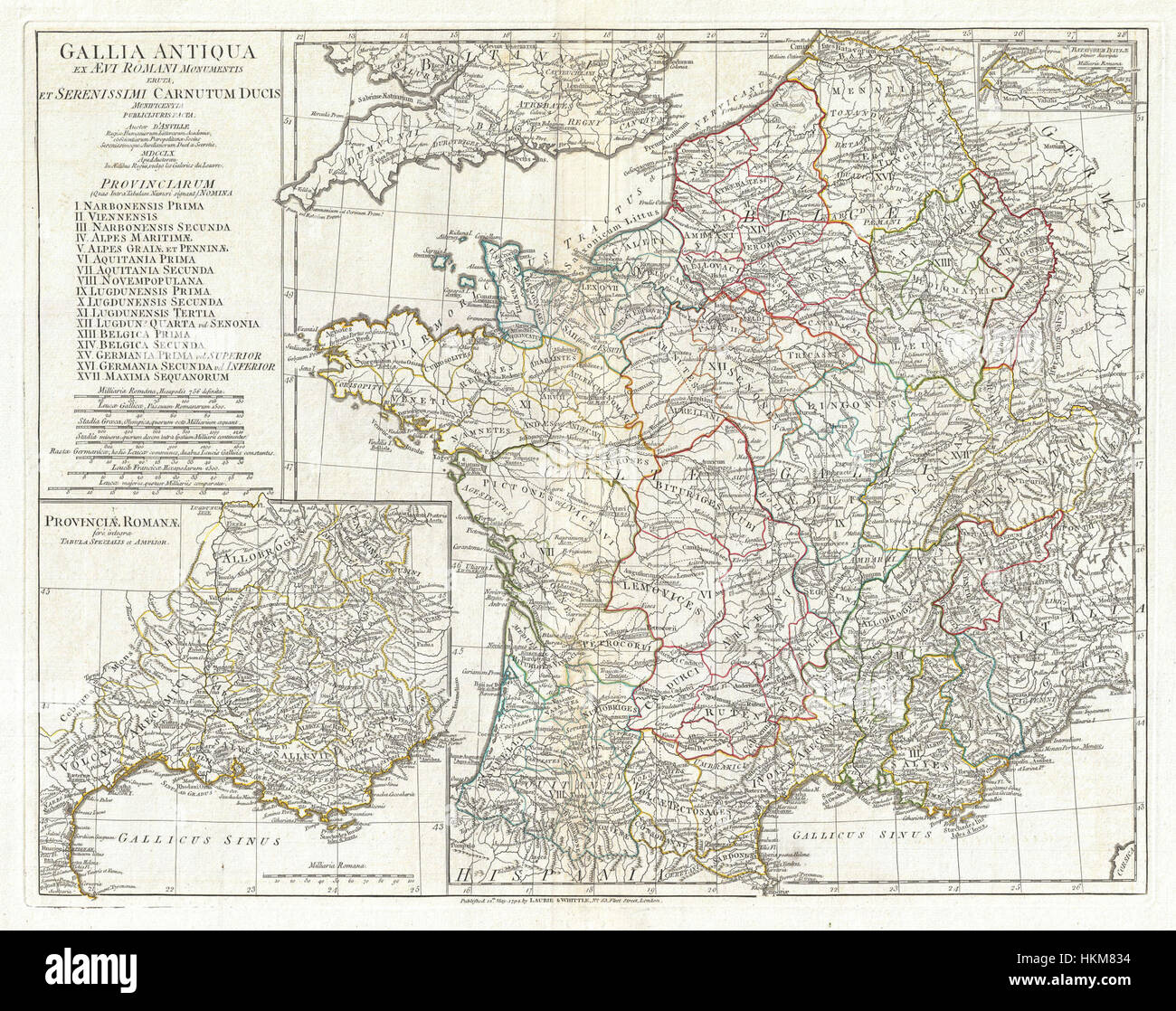 1794 Anville Map of Gaul (Gallia) or France in ancient Roman Times ...
