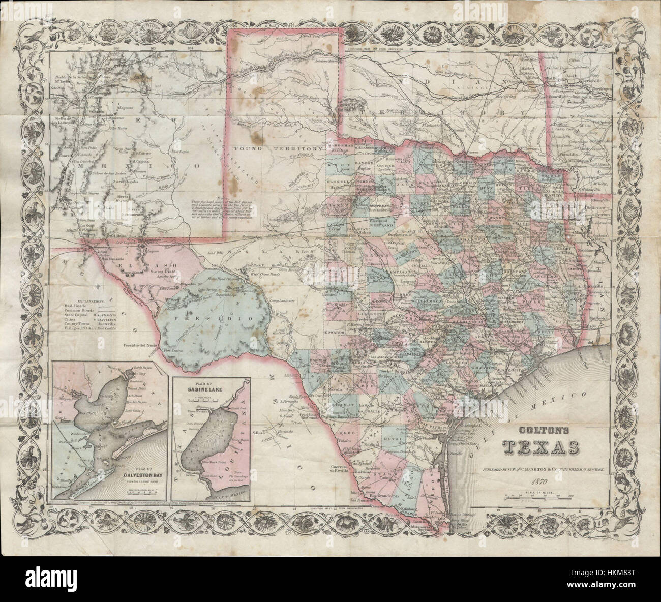 The 1870 Colton Pocket Map of Texas is a historical cartographic work ...