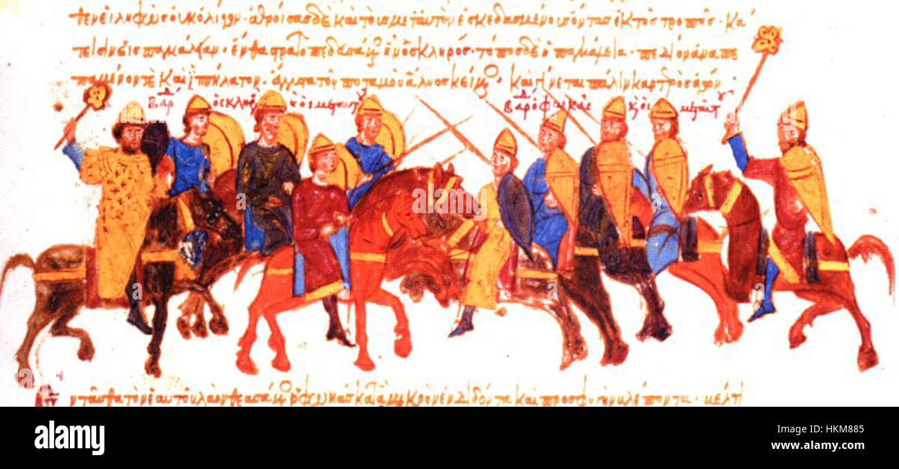 This historical artwork represents the Battle of Phokas, a significant ...