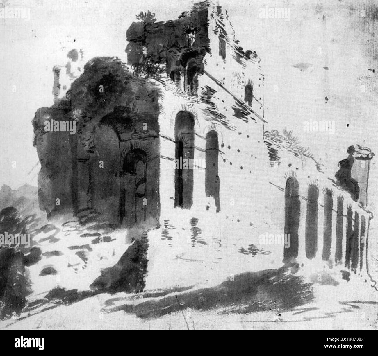 Landscape ruins walls in Black and White Stock Photos & Images - Alamy