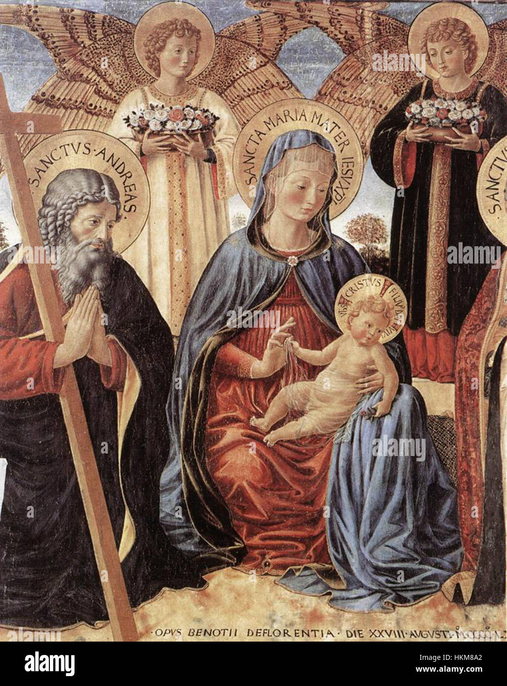 This detail from Benozzo Gozzoli's 'Madonna and Child' depicts the Virgin Mary and the Christ ...