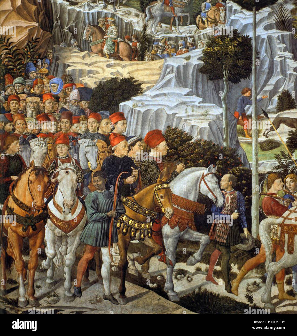 This detailed segment from Benozzo Gozzoli’s 'Procession of the ...