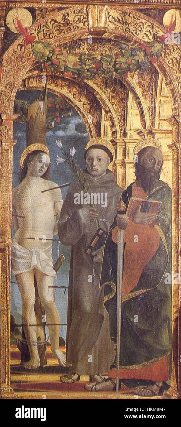 This detailed section of the polyptych by Bernardo Butinone and ...