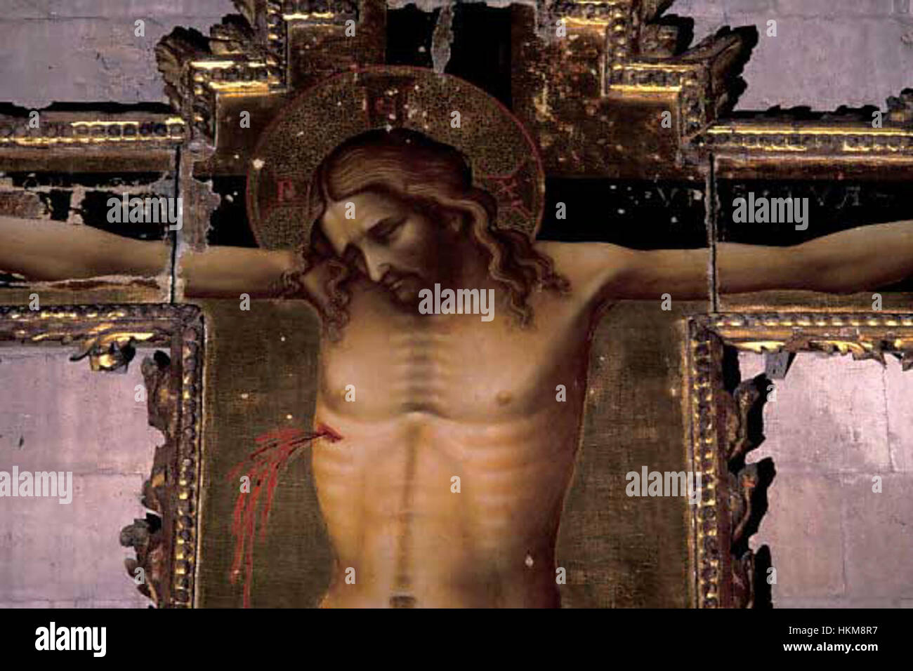 Lorenzo Veneziano's 'Crucifix' (1356-8), a detailed segment of a larger ...