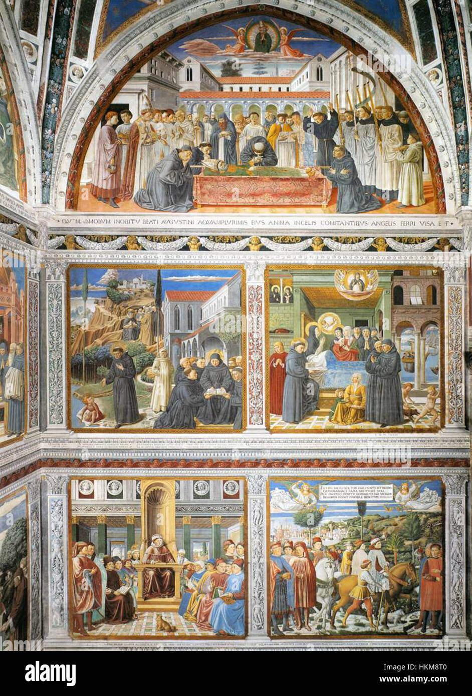 This artwork shows a section of the right-hand wall of a chapel ...