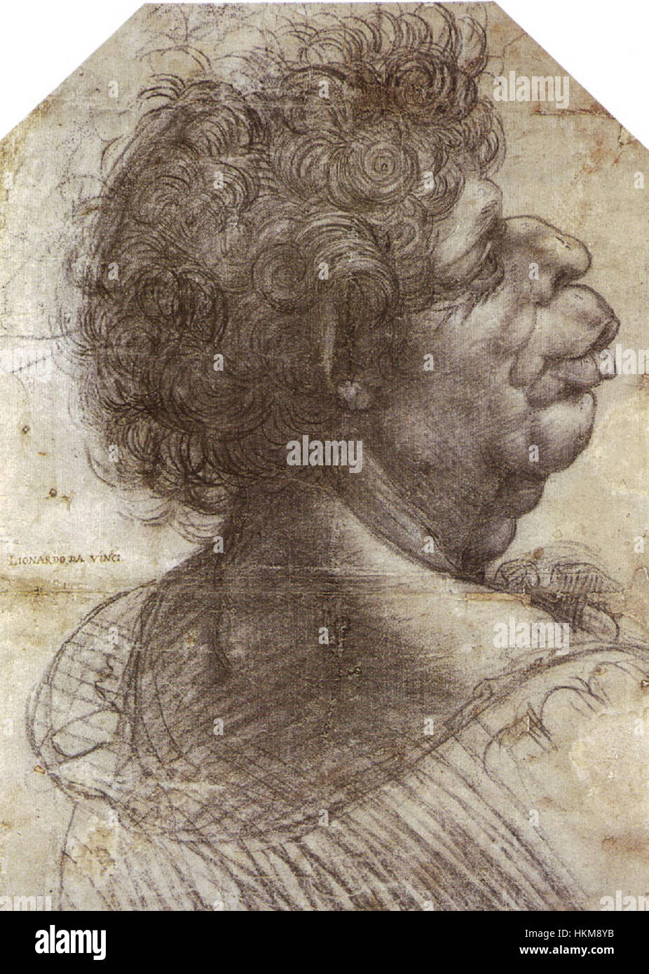 This artwork represents a grotesque head, a subject often used in ...