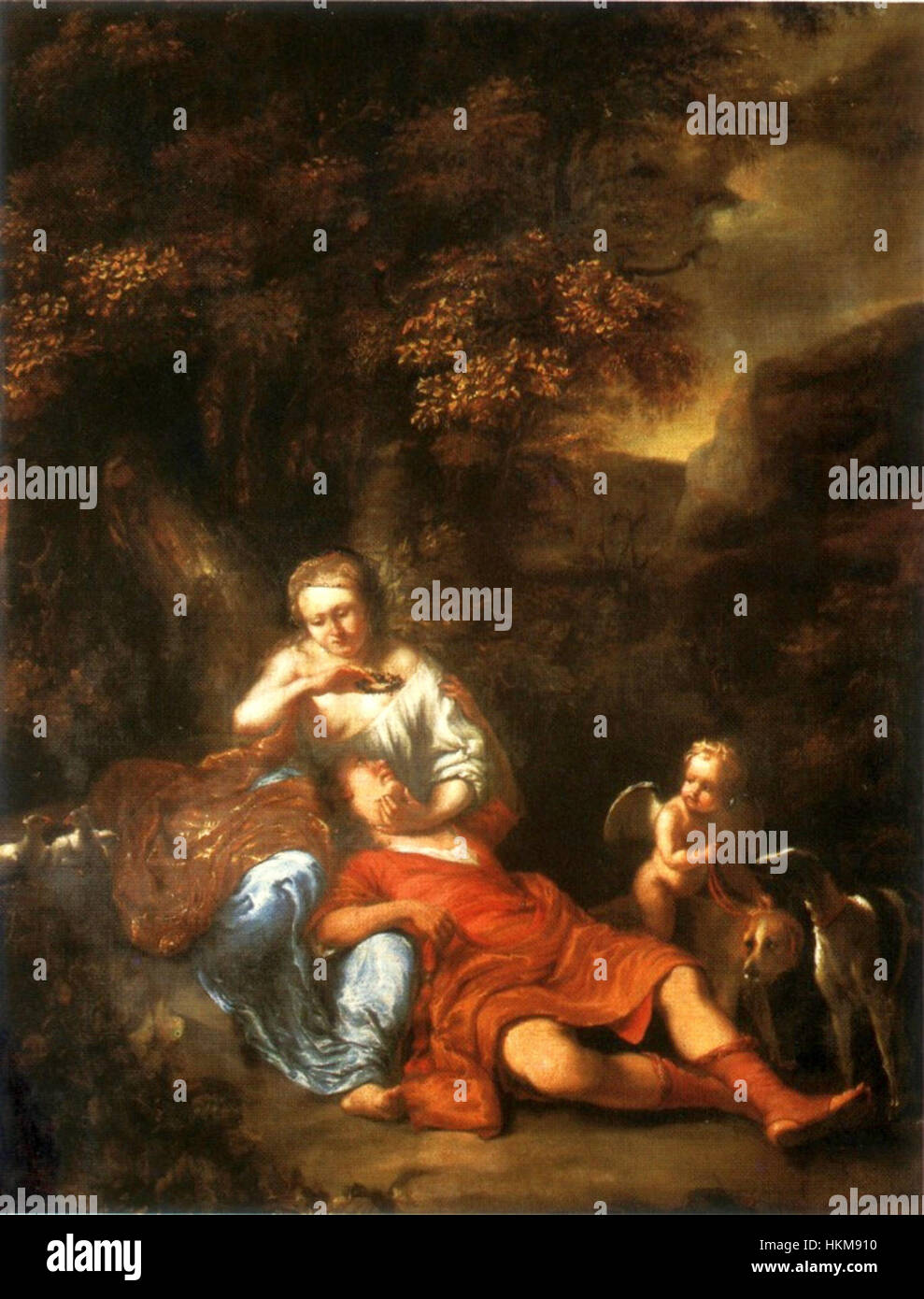 The painting 'Venus and Adonis' by Bol beautifully depicts the ...