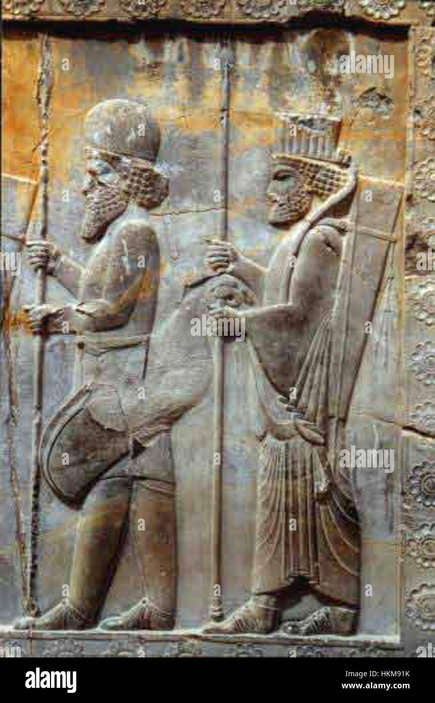 This artwork depicts Achaemenid soldiers at Persepolis, the ceremonial ...