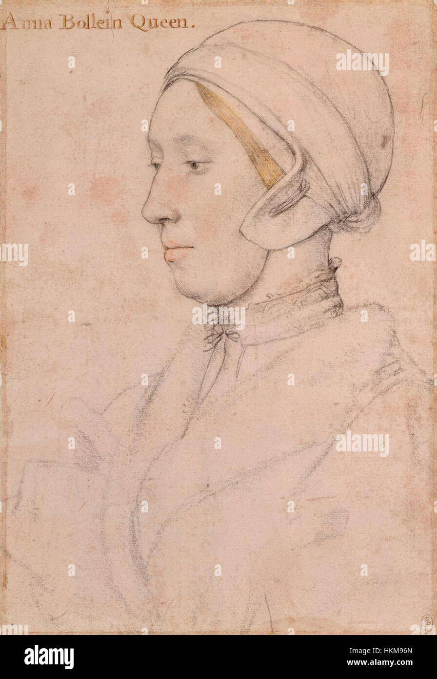 This portrait of Anne Boleyn, painted by Hans Holbein the Younger, is ...