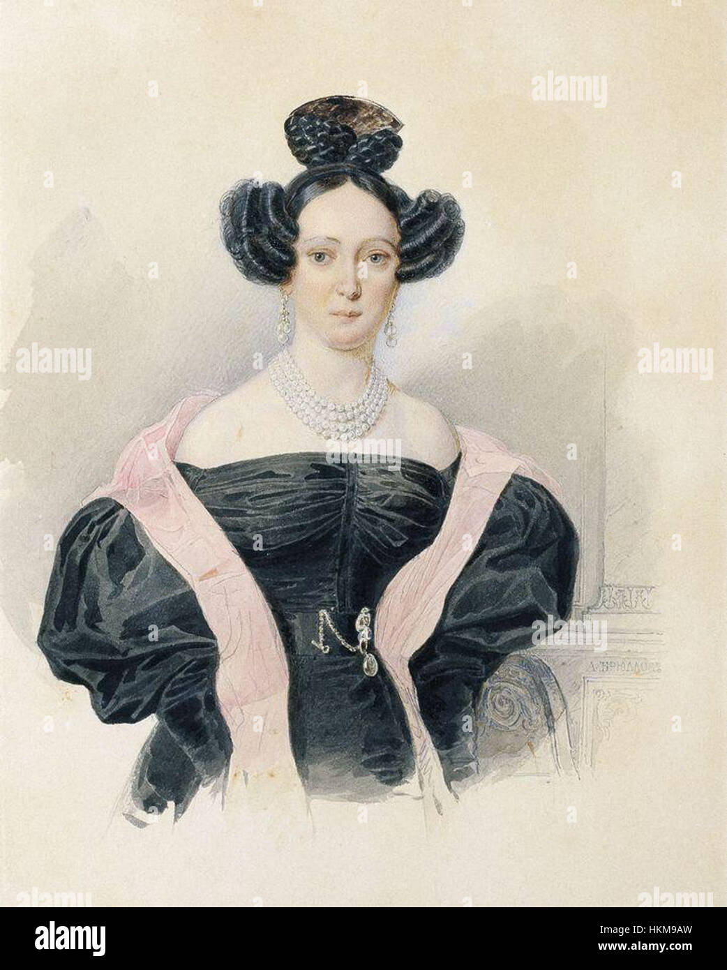 This portrait by Alexandr Brullov, a prominent Russian artist, reflects his mastery of the ...