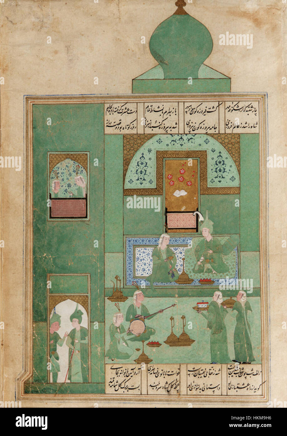 Bahram Gur in the turquoise-blue pavilion (Khamsa Stock Photo - Alamy