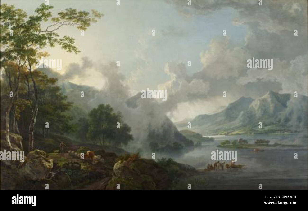 George Barrett Sr.'s painting 'View of Windermere Lake, Early Morning ...