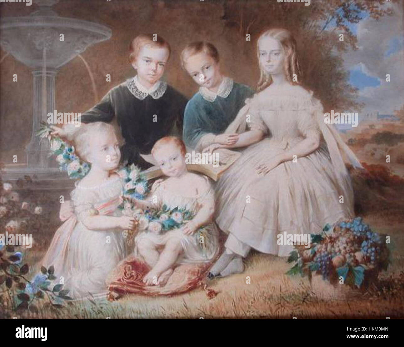 A family portrait depicting the children of King Vittorio Emanuele II ...