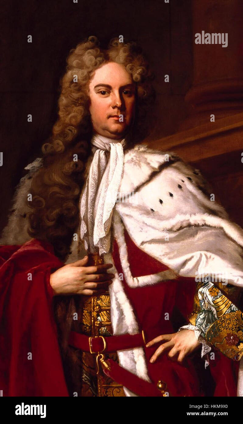 This 18th-century portrait depicts the Duke of Chandos in regal attire ...