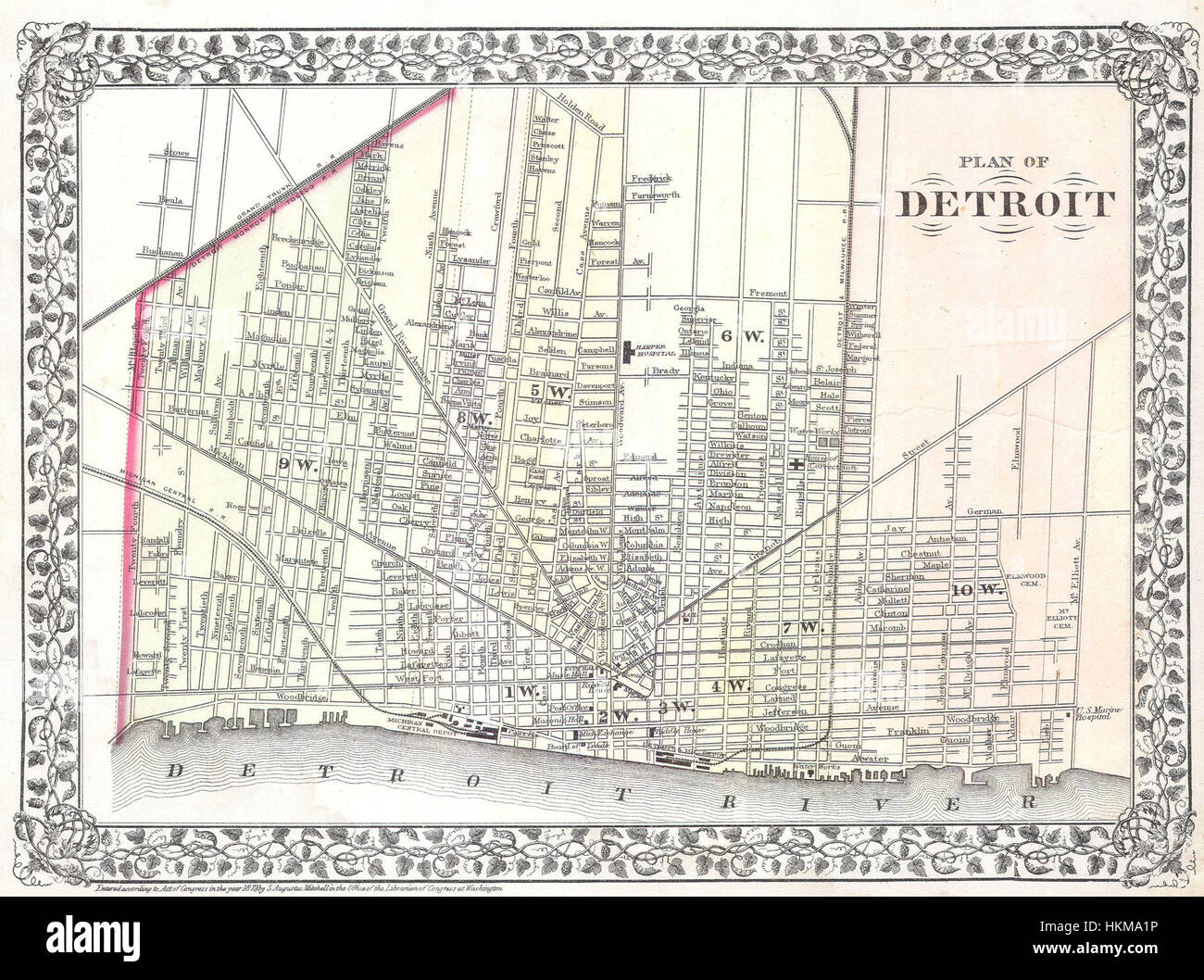 The 1872 Mitchell map of Detroit offers a detailed geographical and ...