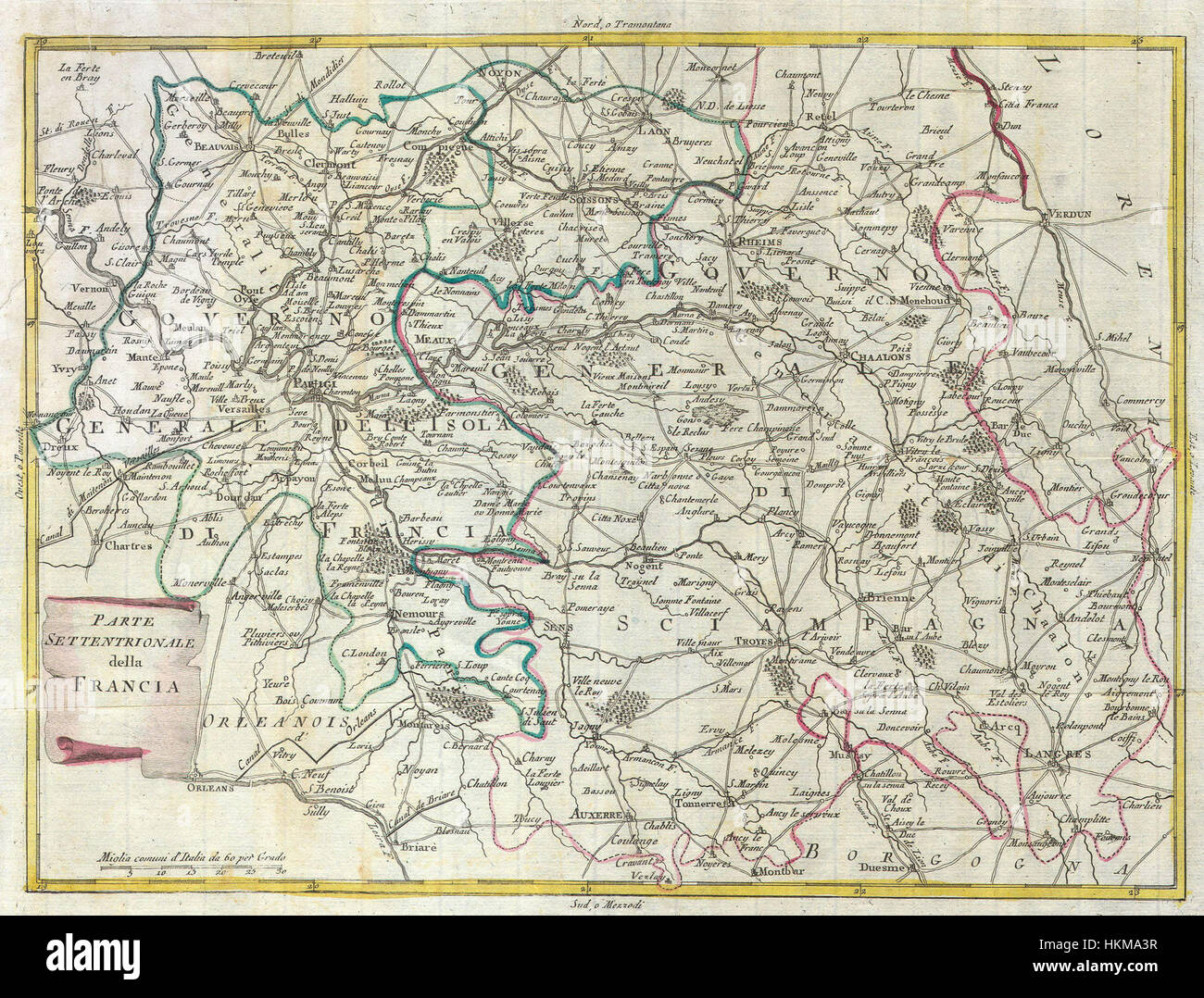 This 1740 map of Central France and the vicinity of Paris by Zatta ...