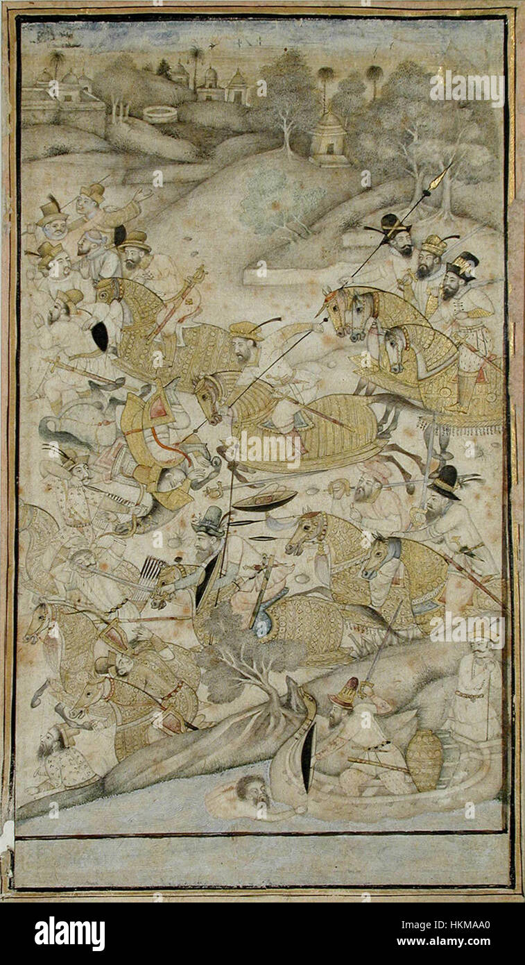 This historical painting depicts a European battle, capturing the ...
