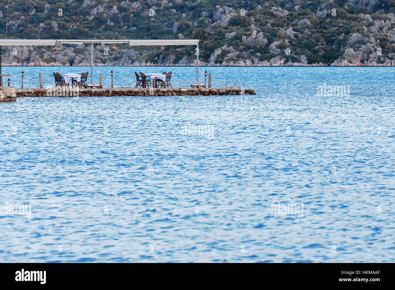 Stone masonry pier protruding in the bay and working as kind of outer ...