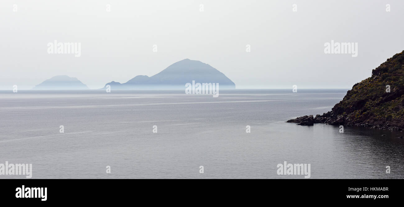 View of Filicudi and Alicudi from Salina, Aeolian Islands Stock Photo ...