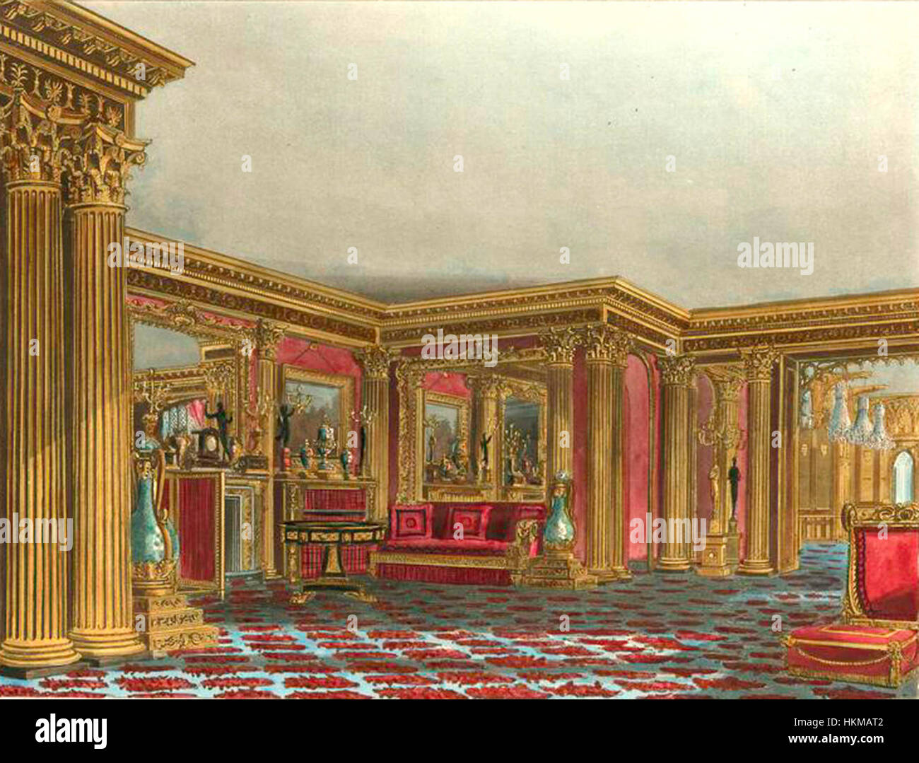 This artwork of Carlton House's Golden Drawing Room, created by Pyne in ...