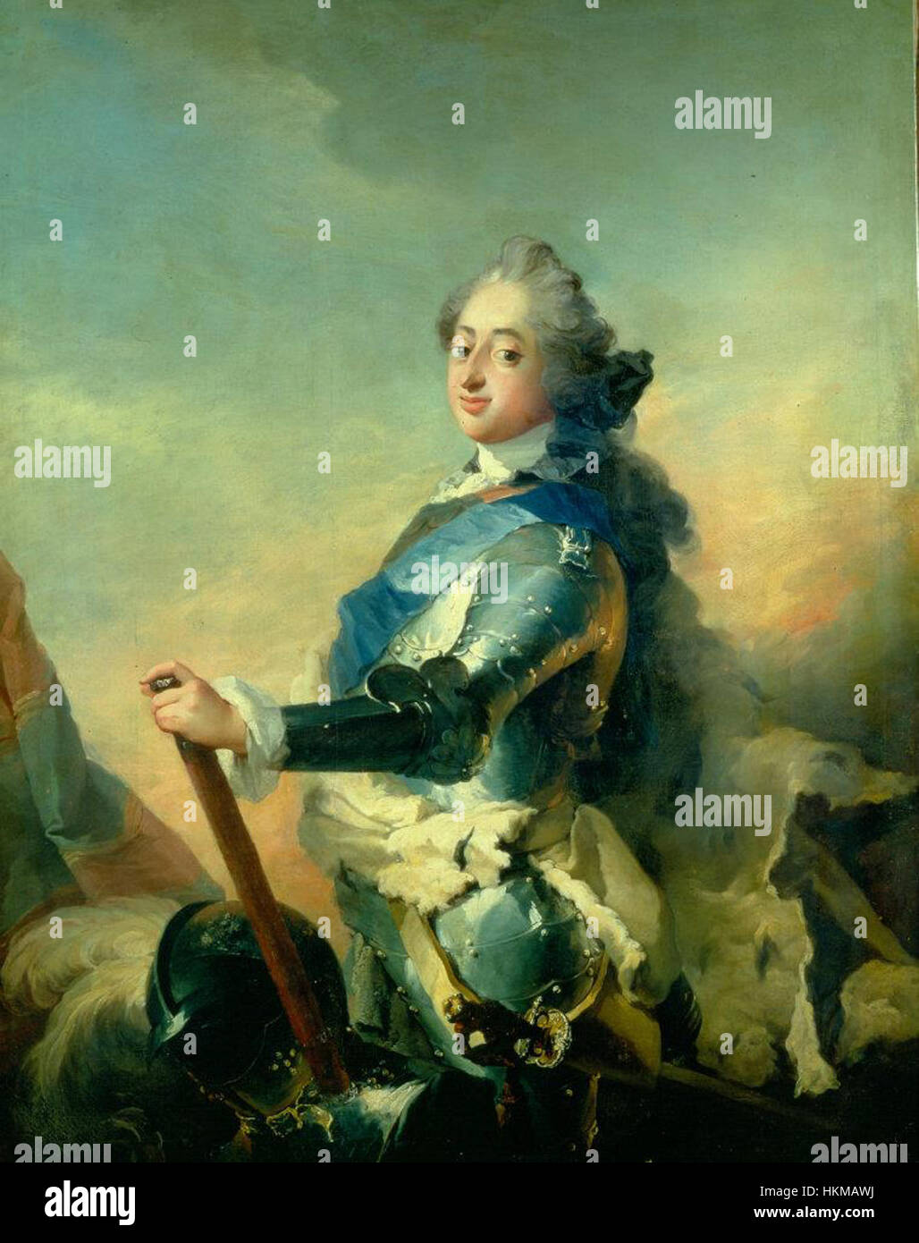 A historical artwork depicting the coat of arms and royal insignia of ...