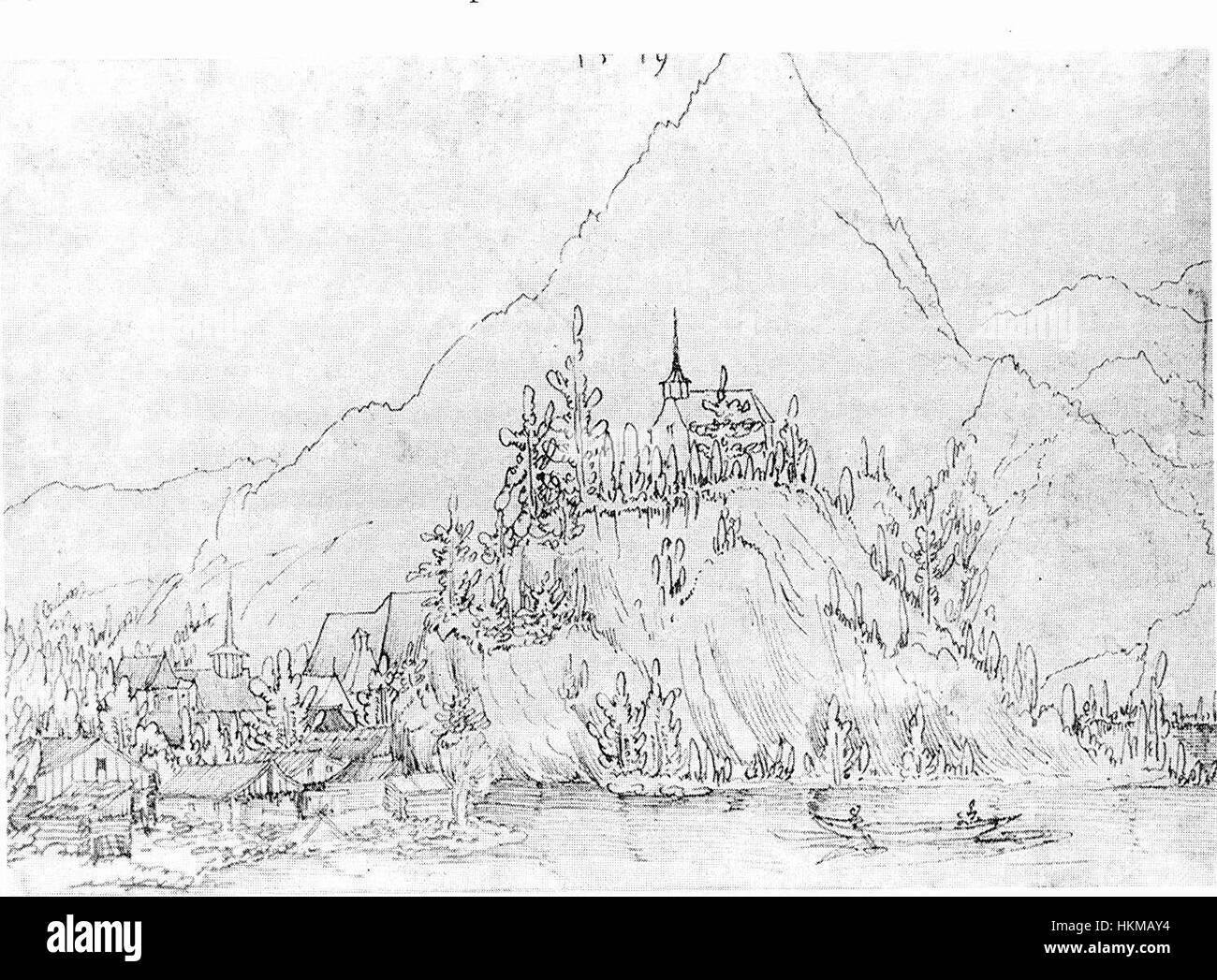 This artwork, titled '421Traunkirchen1519,' is a depiction of the ...