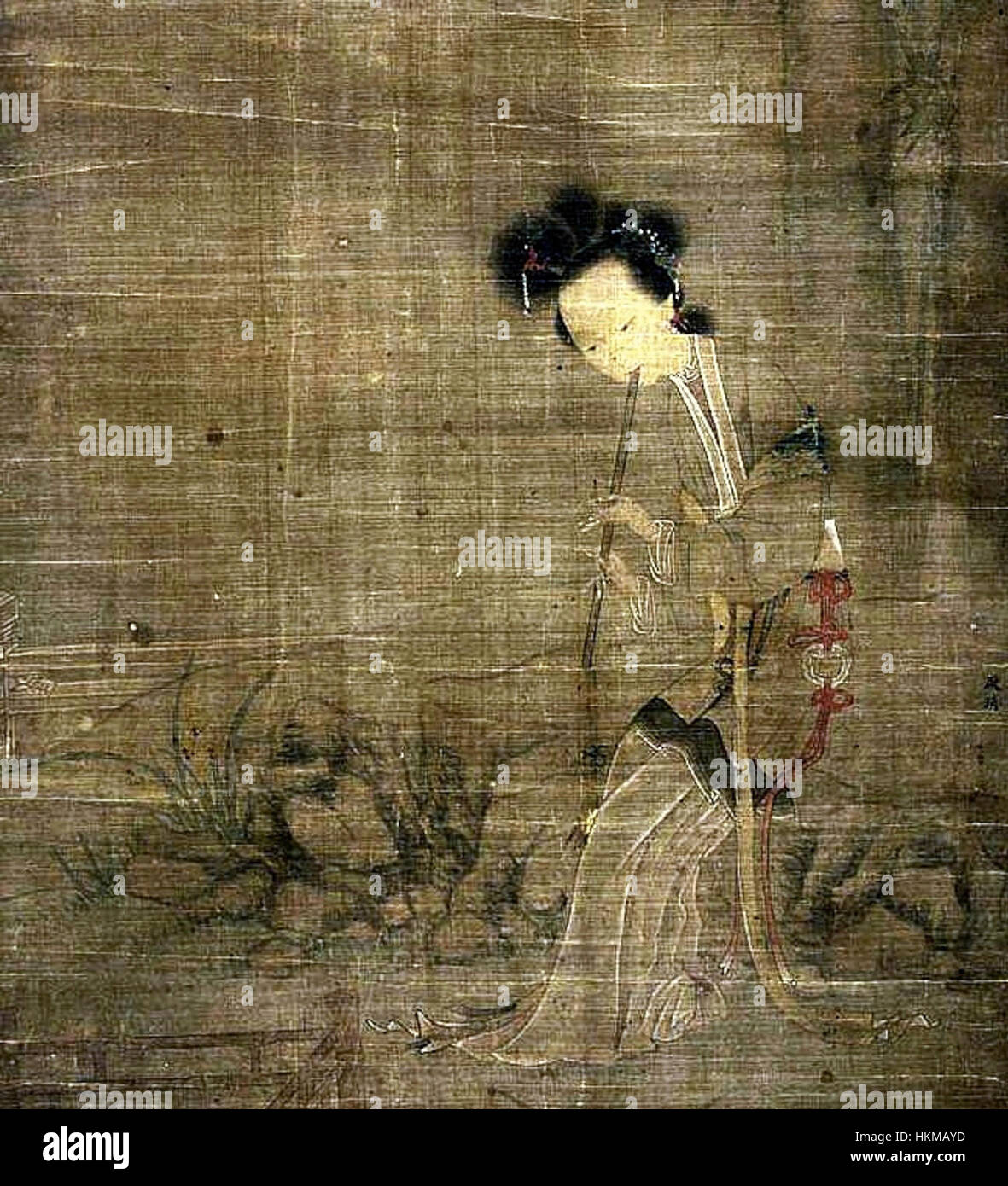 This traditional Chinese artwork depicts Gai Qi Lu Zhu playing the ...