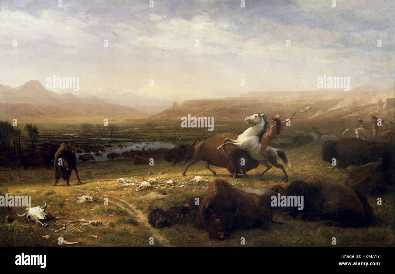 'The Last of the Buffalo' by Albert Bierstadt, depicting a dramatic ...