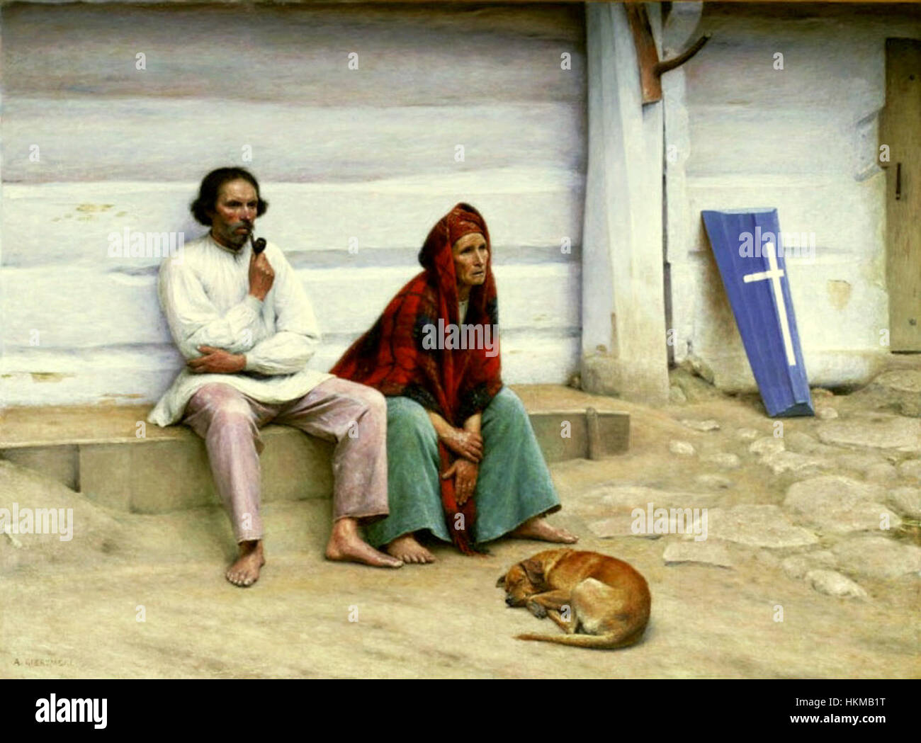 The 'Peasant Coffin' by Gierymski presents a stark portrayal of rural ...