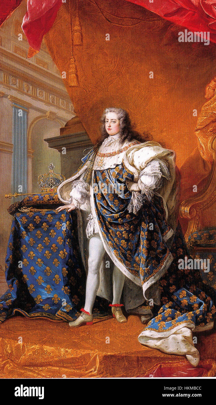 This 18th-century portrait of King Louis XV portrays him in regal ...