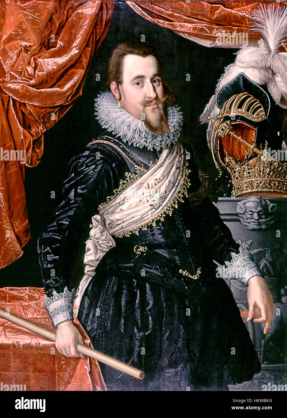 A portrait of King Kristian IV of Denmark, painted by Pieter Isaacsz ...