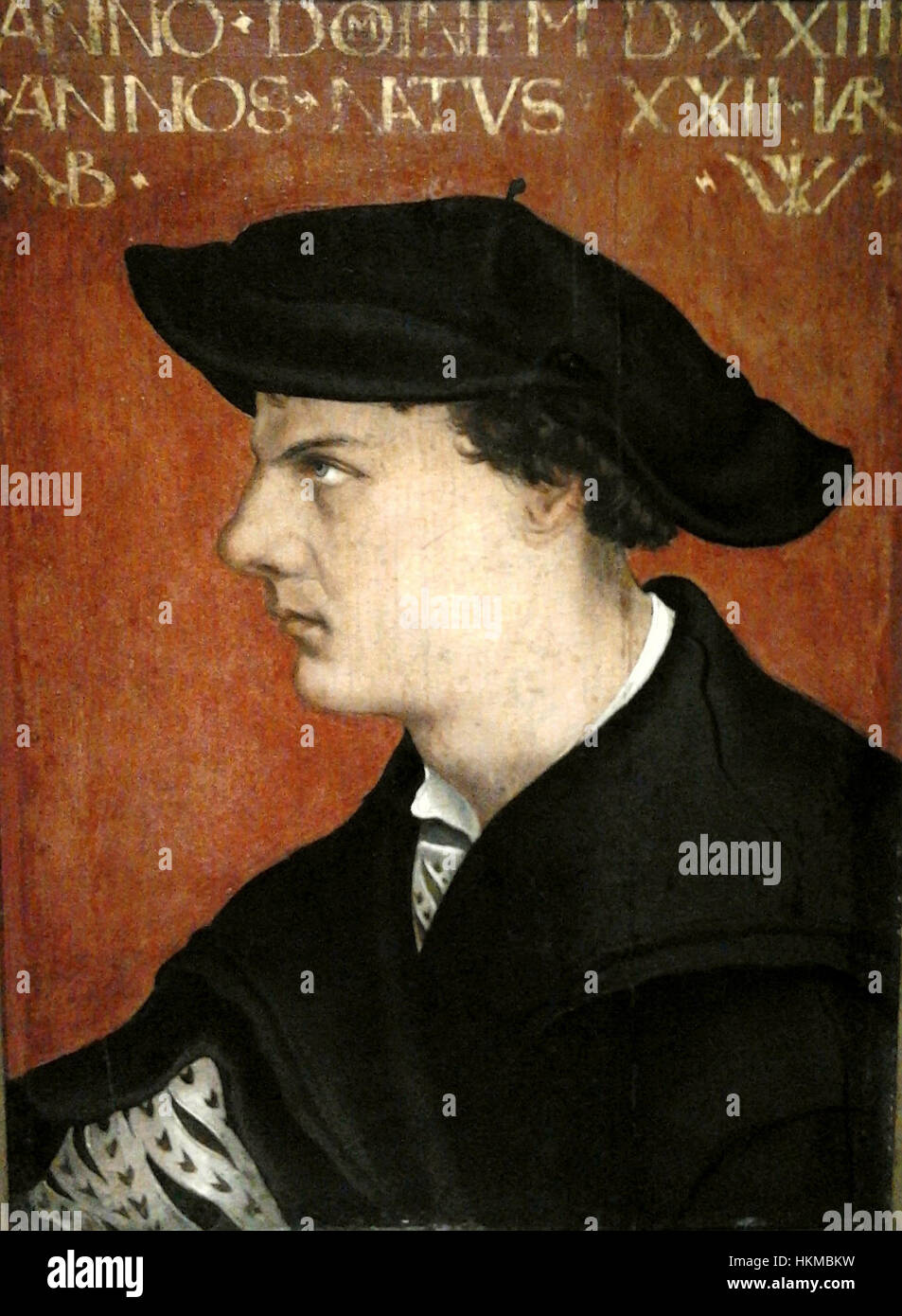 The painting, attributed to Monogrammist IW, depicts a young man in ...