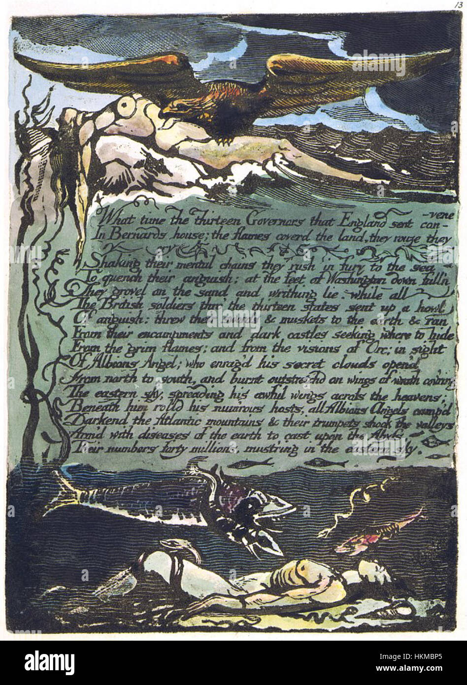 'America a Prophecy, Plate 15' is a historical engraving by William ...