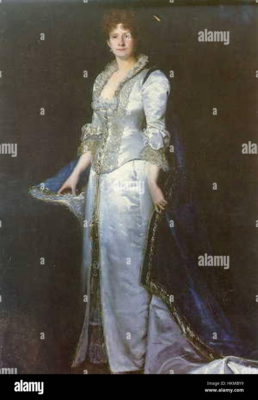 This oil painting depicts Queen Maria Pia of Portugal, showcasing the ...