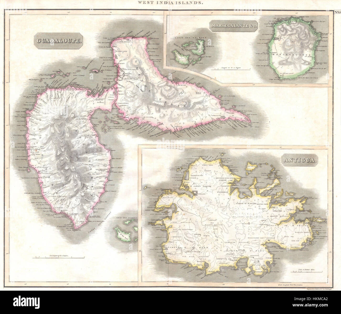 This 1815 map by Thomson depicts the islands of Guadaloupe, Antigua ...