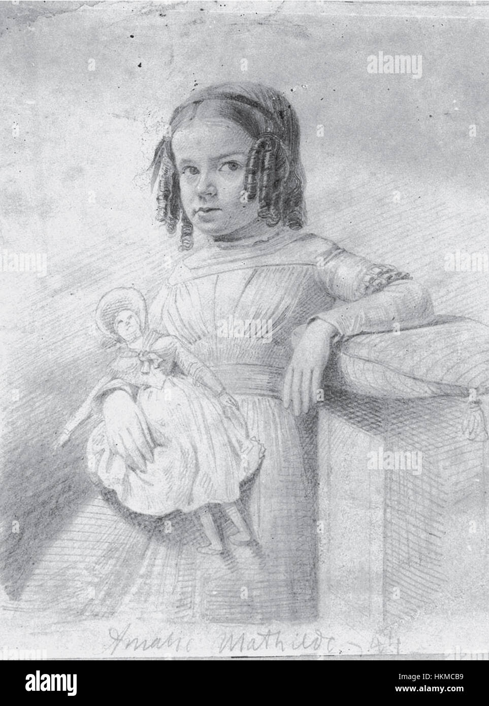 This 1844 pencil drawing by Amalie Mathilde Seel features a delicate ...