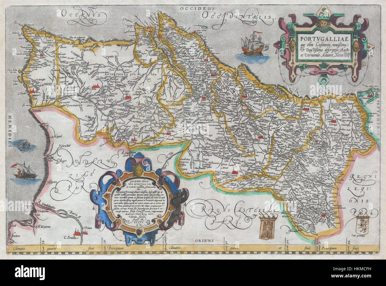 This 1579 map of Portugal, created by Abraham Ortelius, is a detailed ...