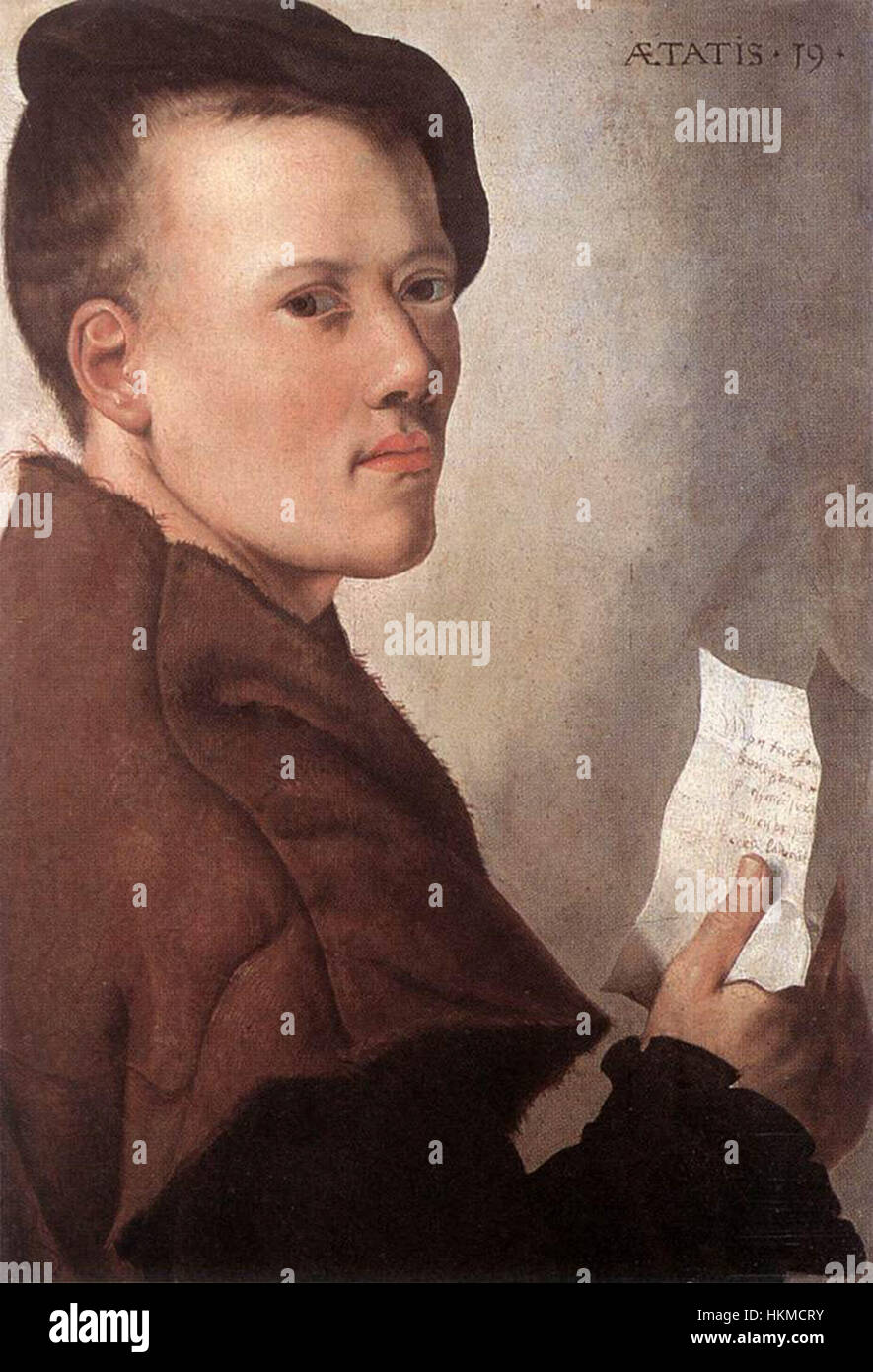 This 16th-century portrait, attributed to an unknown artist, features a young man in period ...