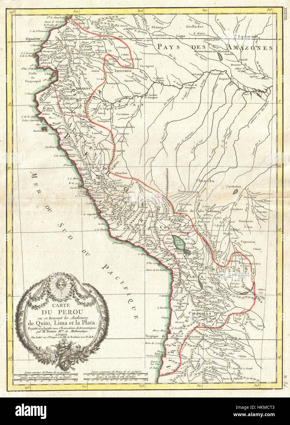 The 1775 Bonne map of Peru, Ecuador, Bolivia, and the Western Amazon ...