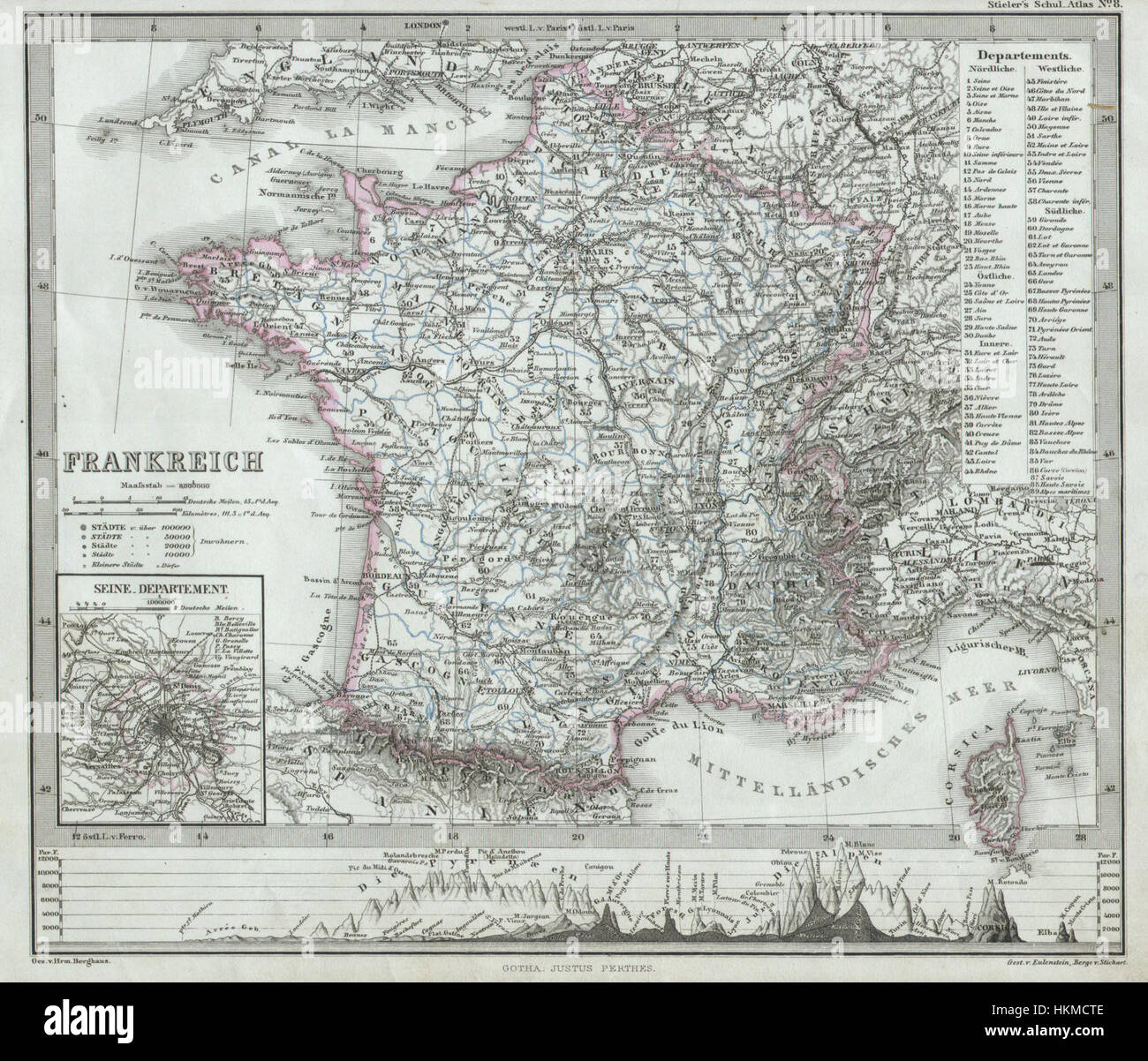 This 1862 map of France, produced by Perthes, provides a detailed ...