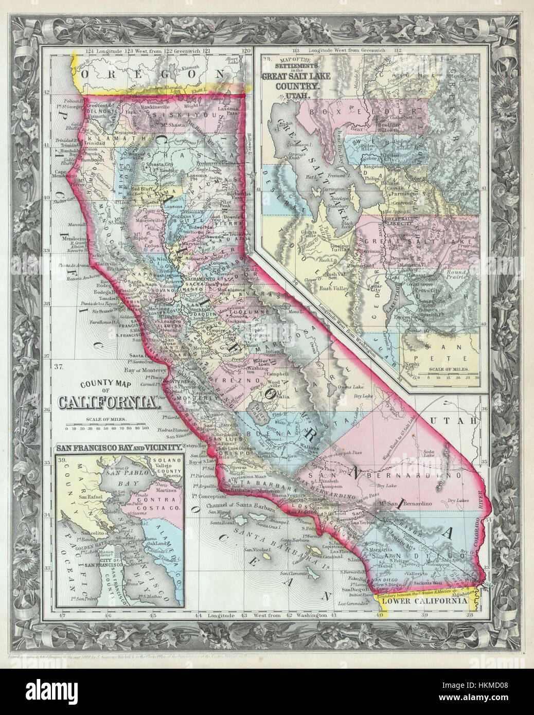 'Mitchell's Map of California' from 1860 is a historic map depicting ...
