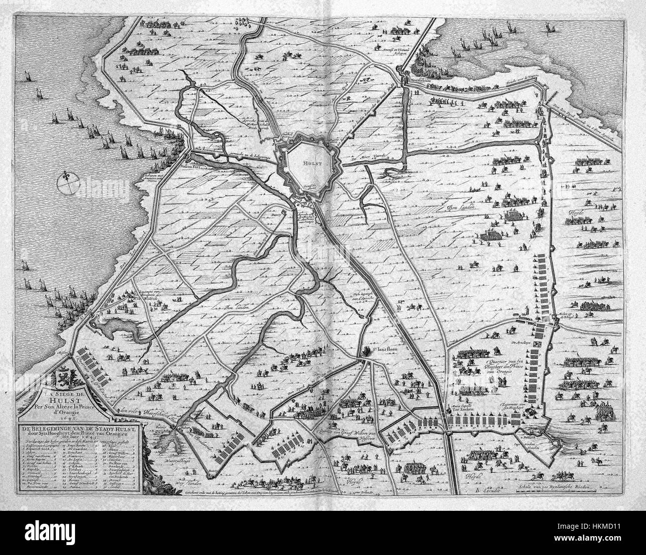 This 1645 map of the Siege of Hulst depicts the military action in the ...