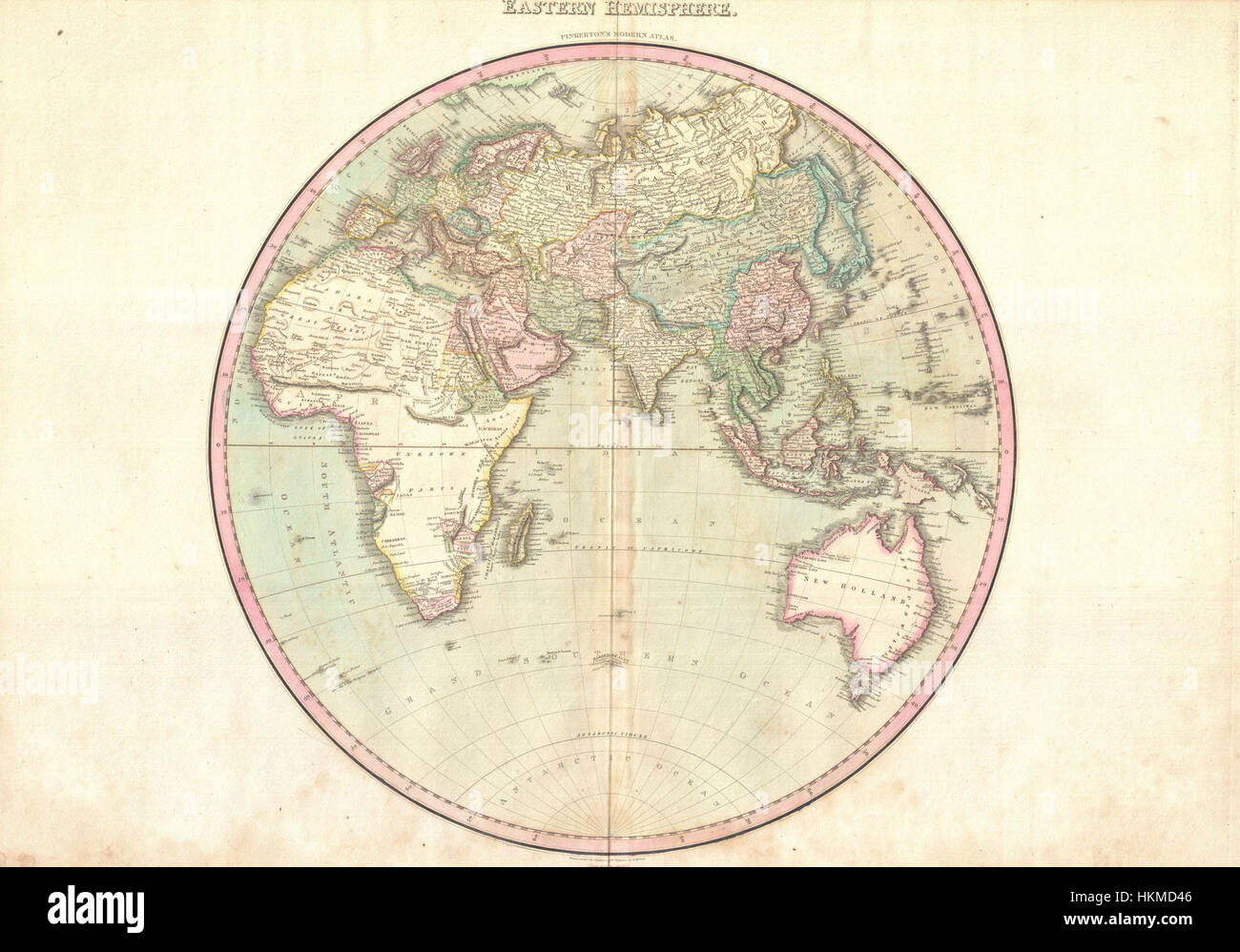 The 1818 Pinkerton map of the Eastern Hemisphere, published by George ...