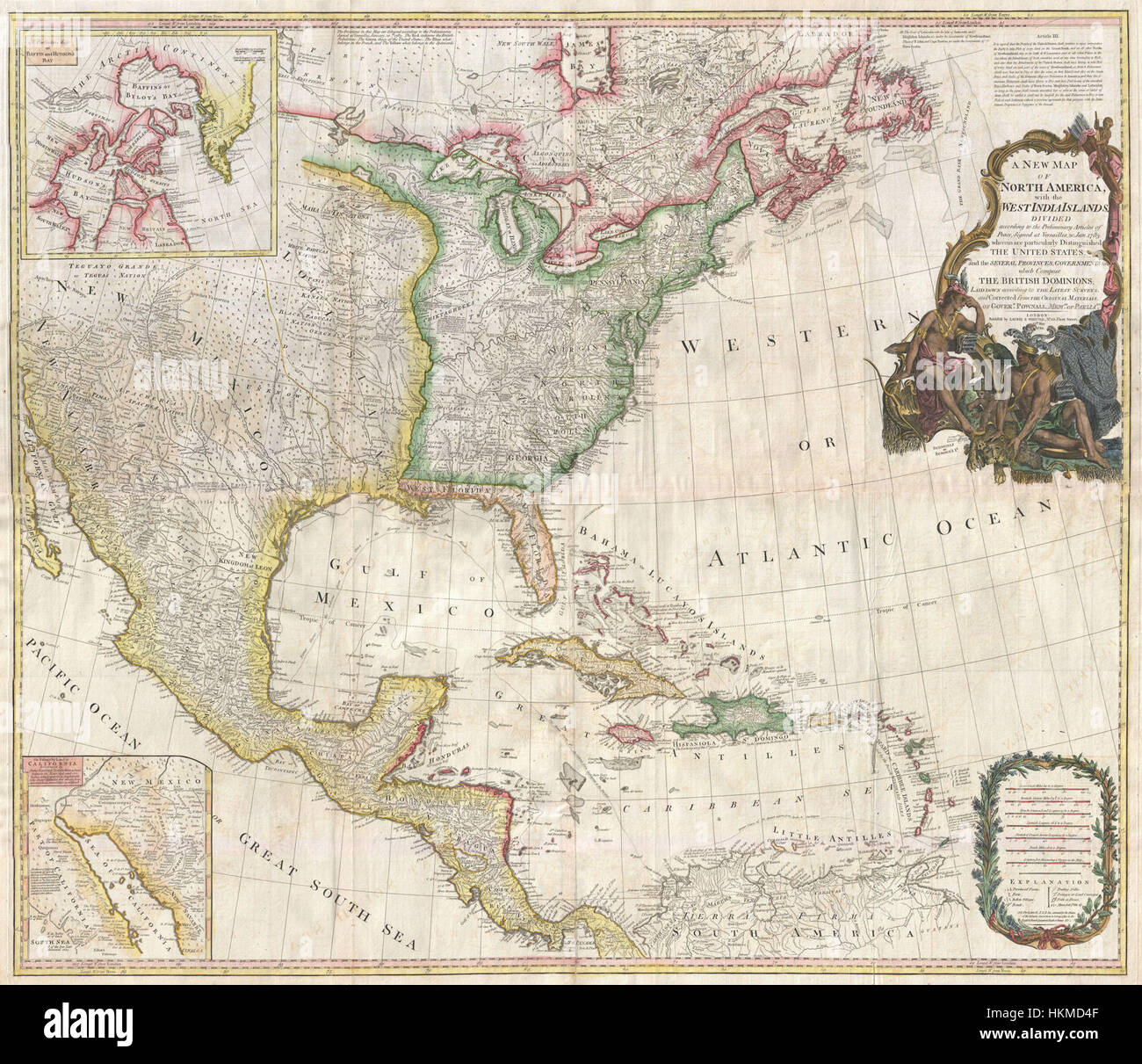 A 1794 wall map by Thomas Pownall depicting North America and the West ...