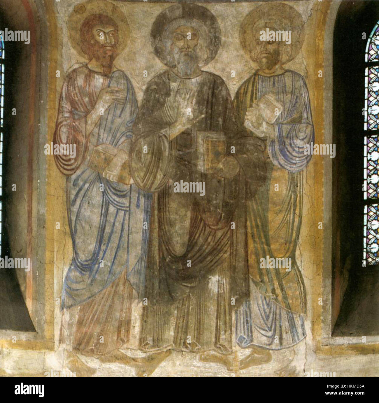 A 12th-century painting depicting the Three Apostles. Created by an ...