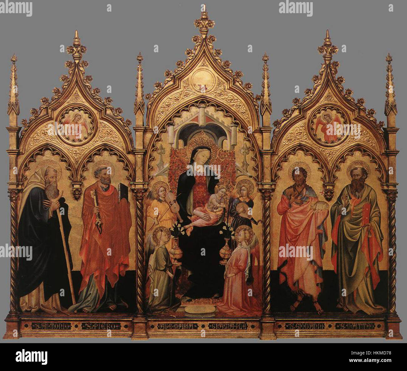 This 15th-century painting, attributed to an unknown artist, depicts the Madonna and Child ...