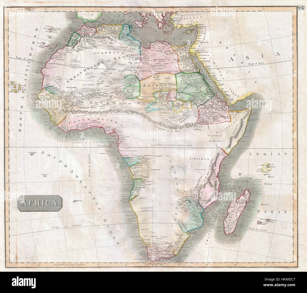 This 1813 map by Thomson provides a detailed view of Africa, showcasing ...
