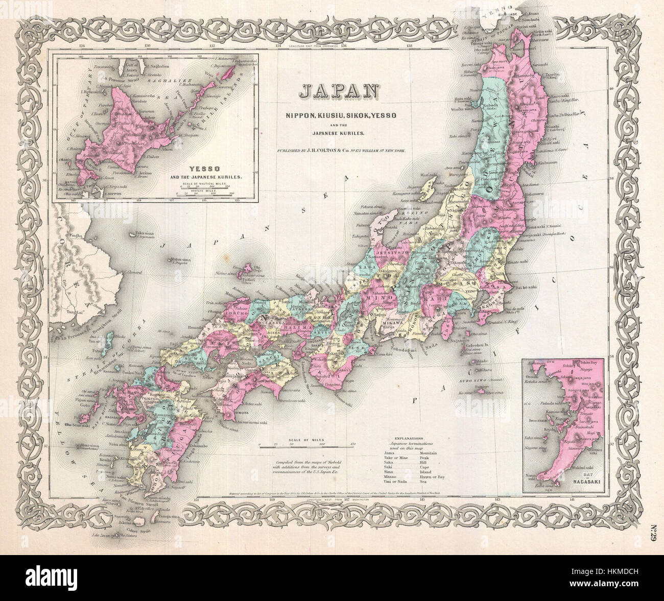 This 1855 Colton map of Japan provides a detailed geographical overview ...