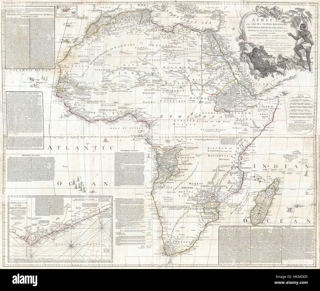 The 1794 Boulton and Anville Wall Map of Africa is a historically ...