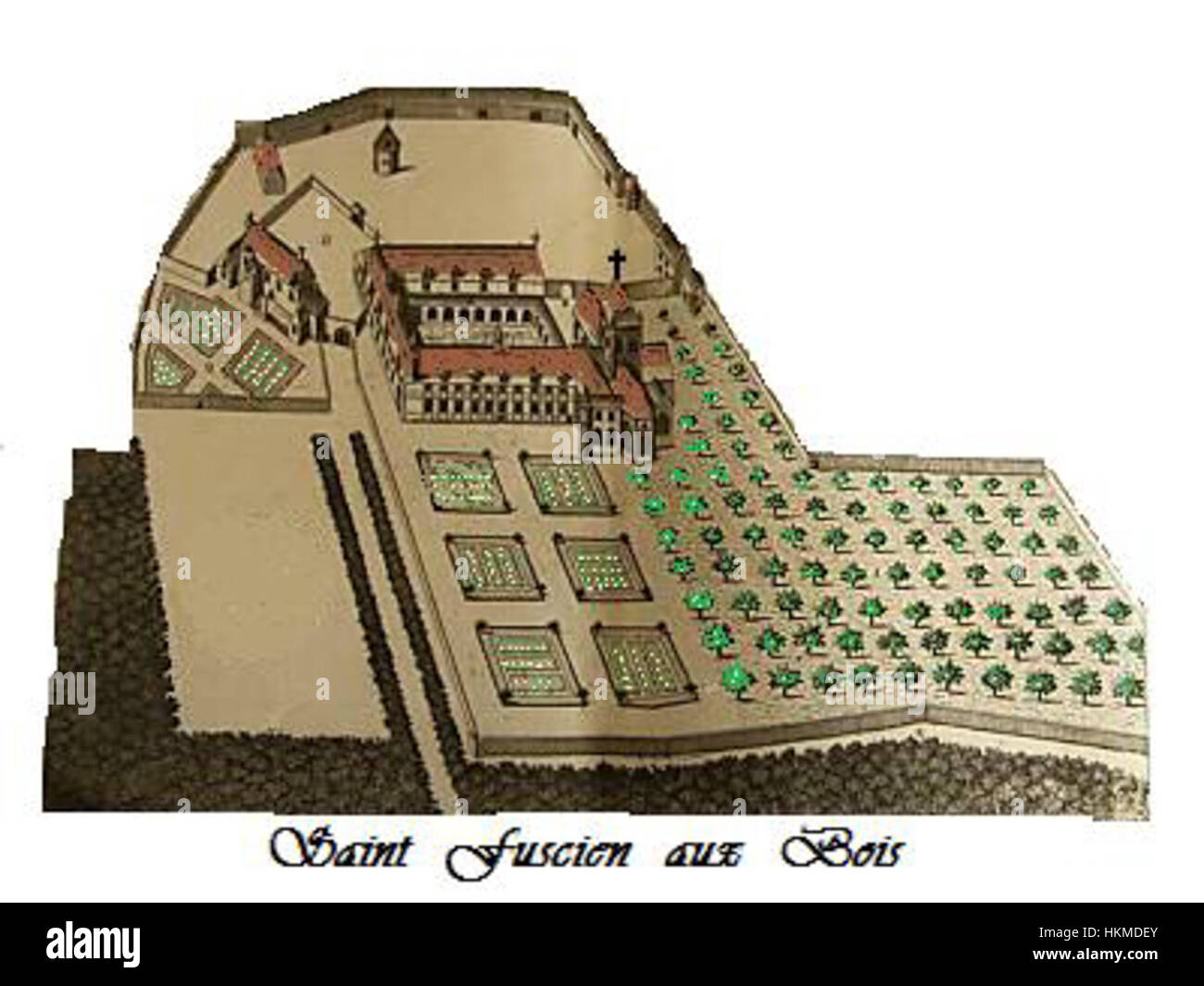 A detailed artwork of the Abbaye Saint-Fuscien, showcasing the ...